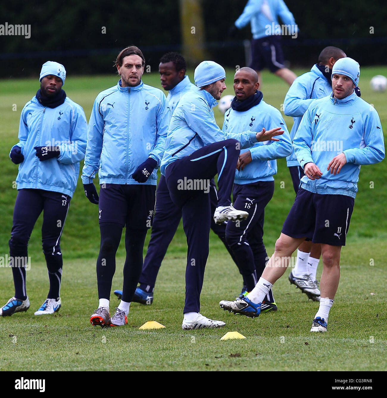 David Beckham trains with the Tottenham Hotspur football team at their ...