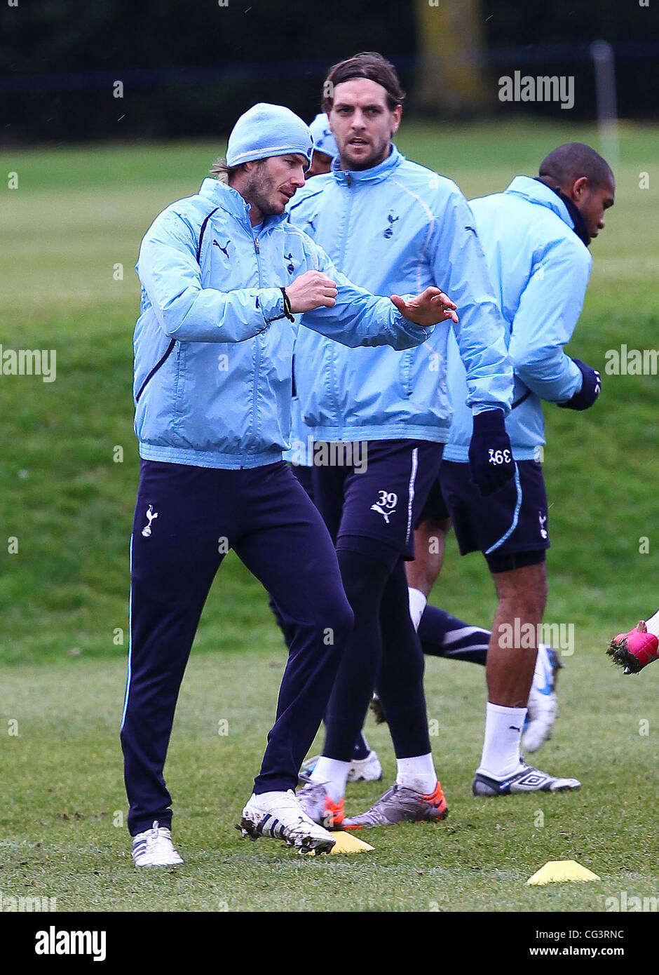 David Beckham trains with the Tottenham Hotspur football team at their ...
