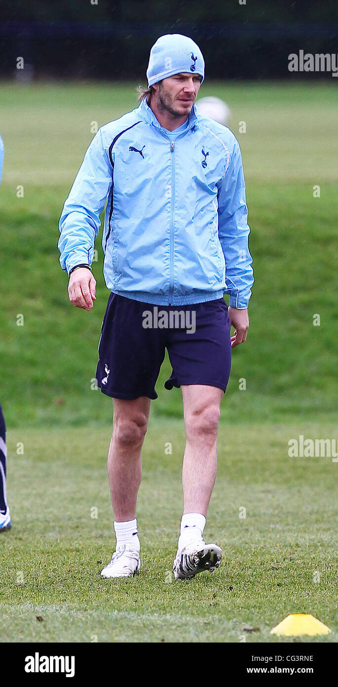 David Beckham trains with the Tottenham Hotspur football team at their ...