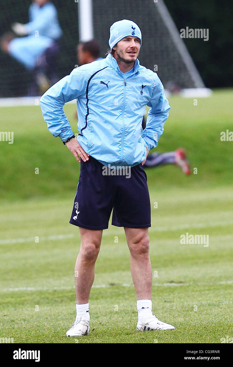David Beckham trains with the Tottenham Hotspur football team at their ...