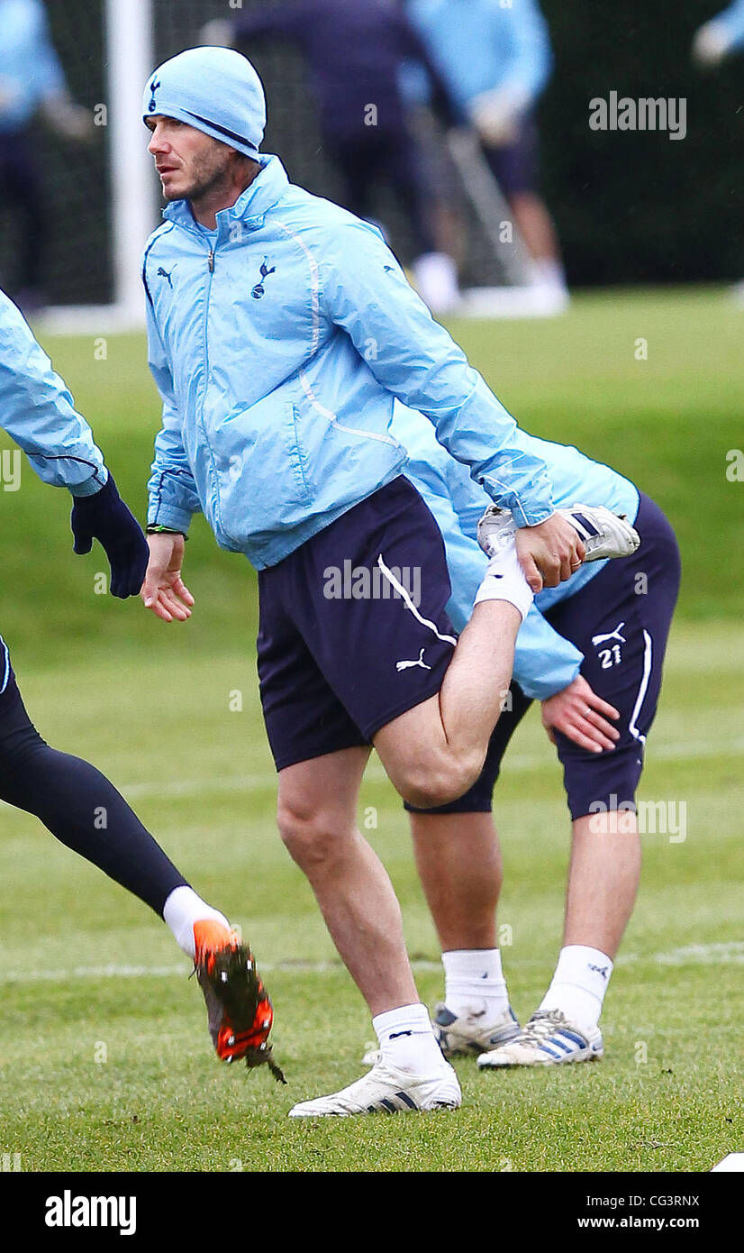 David Beckham trains with the Tottenham Hotspur football team at their ...