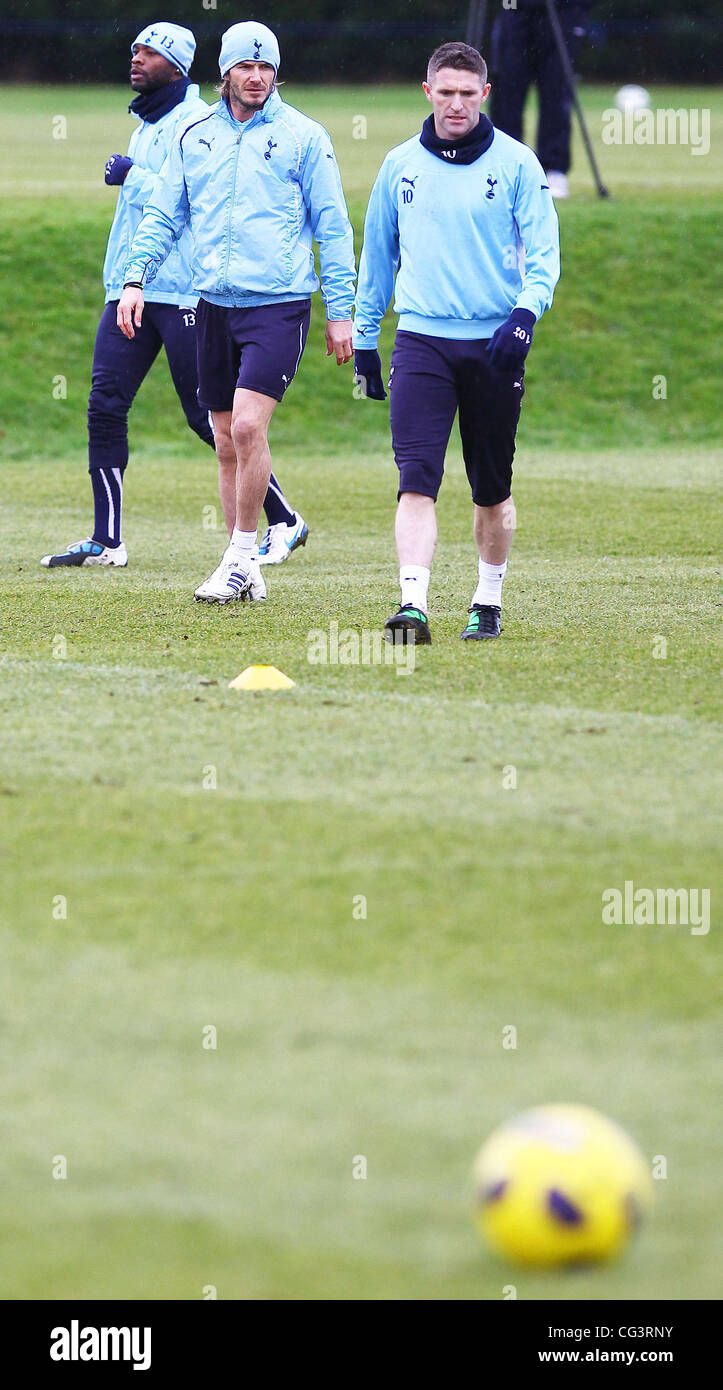 David Beckham trains with the Tottenham Hotspur football team at their ...
