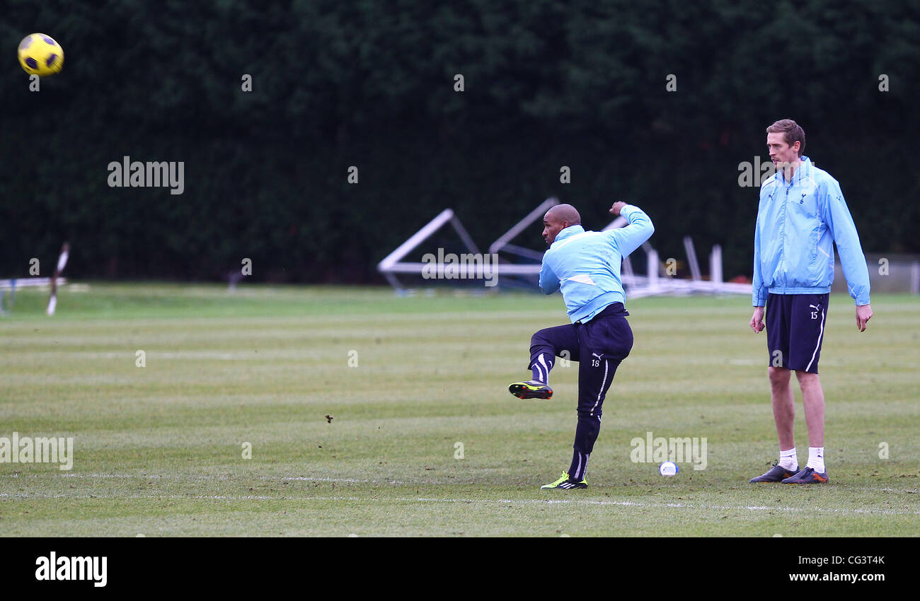 Jermaine Defoe and Peter Crouch training with Tottenham Hotspur London ...