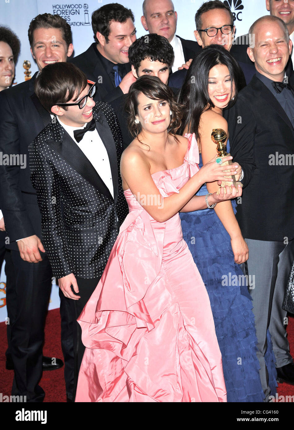 Cast of Glee 68th Annual Golden Globe Awards held at The Beverly Hilton ...