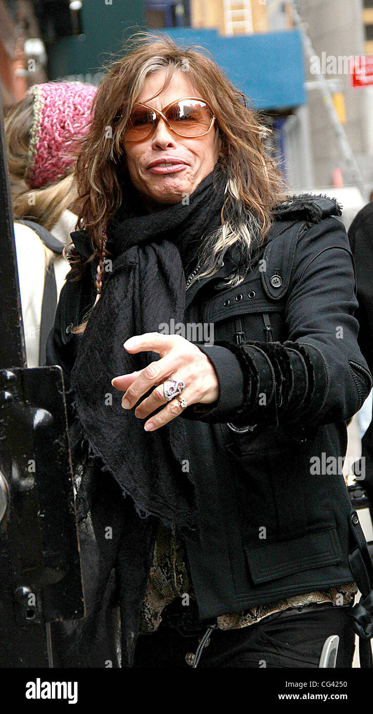 Steven Tyler Celebrities outside the Ed Sullivan Theater for 'The David ...