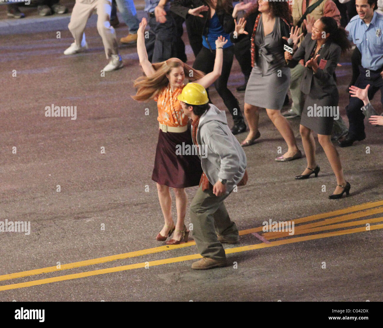Amy Adams filming a scene of Disney’s 'The Muppets' on location Los ...