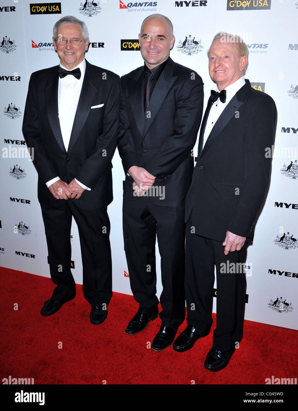 Andre Agassi, Roy Emerson and Rod Laver 2011 G'Day USA Los Angeles ...