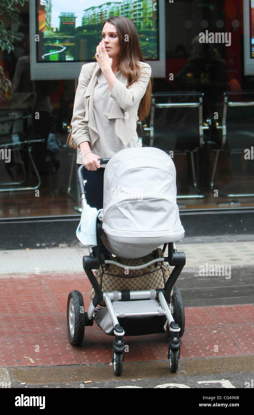 Danielle Lloyd visits a hair salon with son Archie London. England - 26 ...