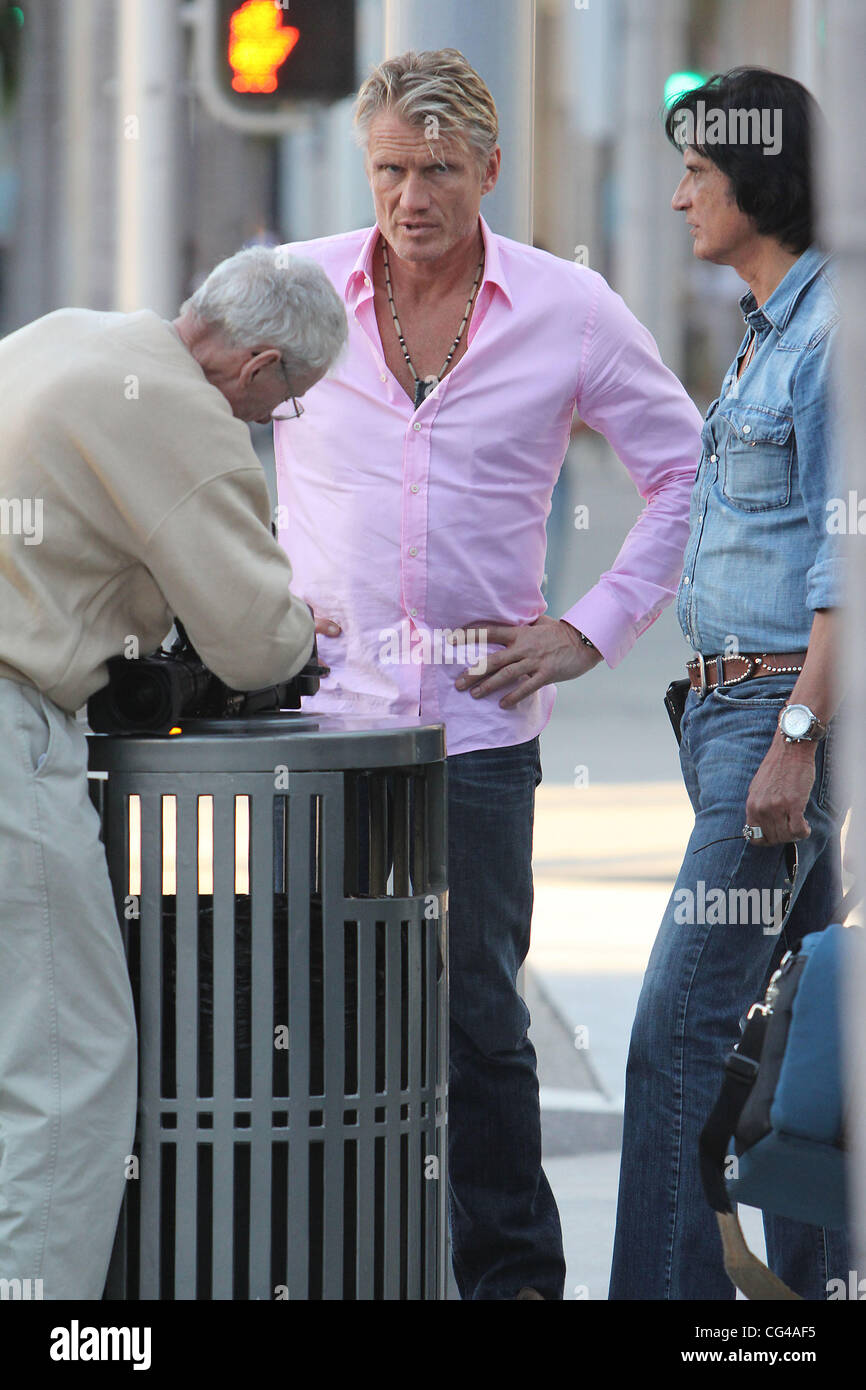 Dolph Lundgren during filming of an interview on Rodeo Drive. Los ...