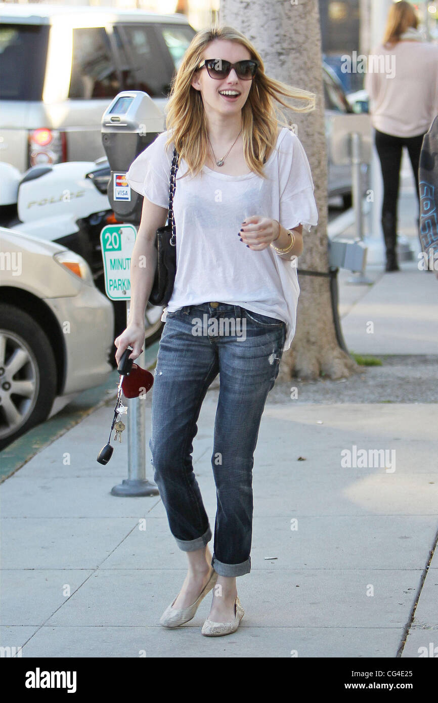 Emma Roberts seen leaving Urth Cafe in Beverly Hills after having lunch ...