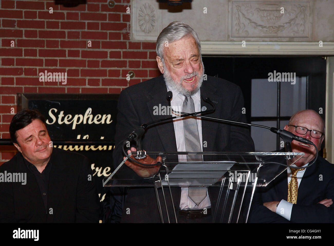 Nathan Lane, Stephen Sondheim, Tom Tuft The Stephen Sondheim Theatre ...