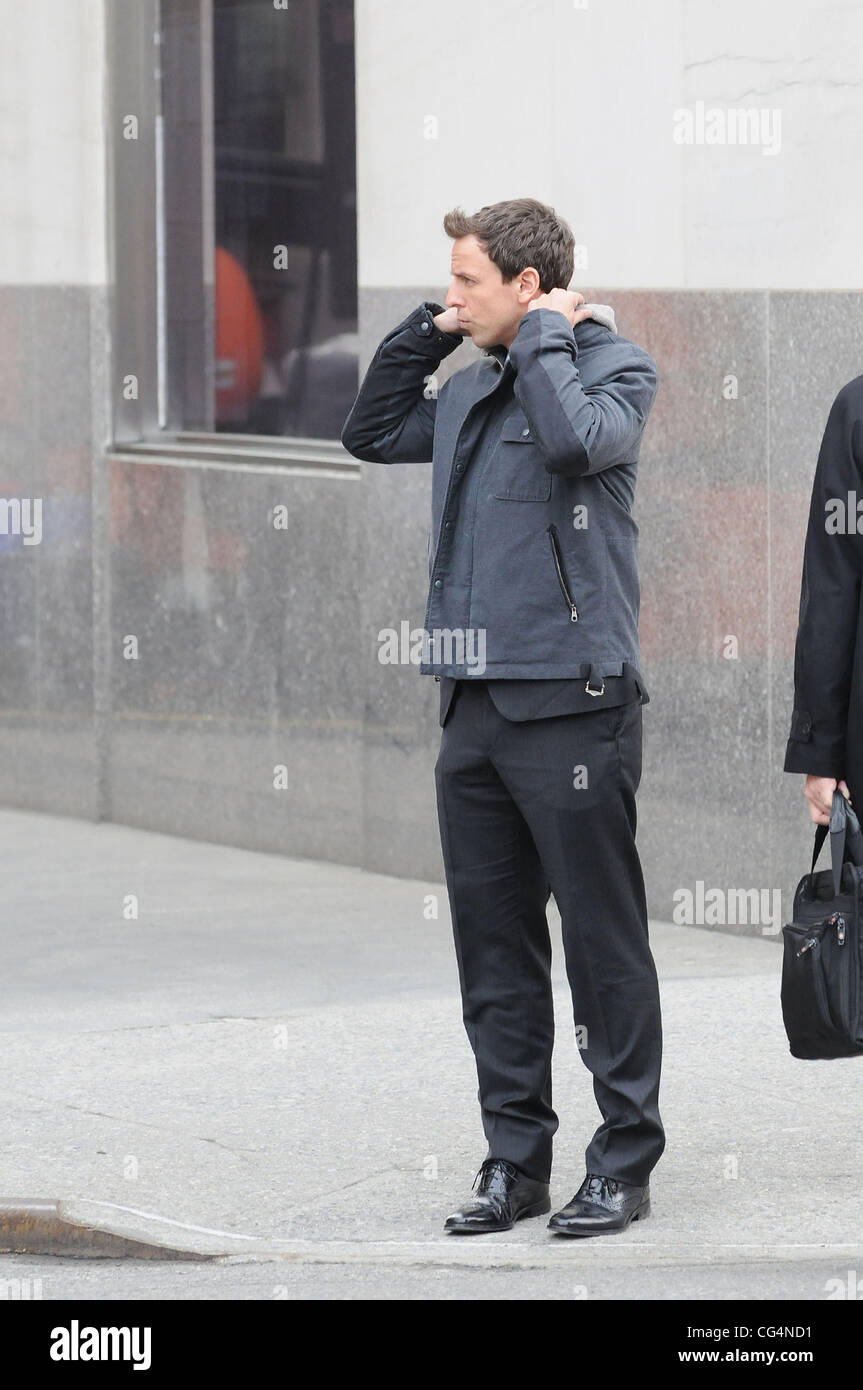 Seth Meyers on the set of "I Don't Know How She Does It" in Manhattan ...