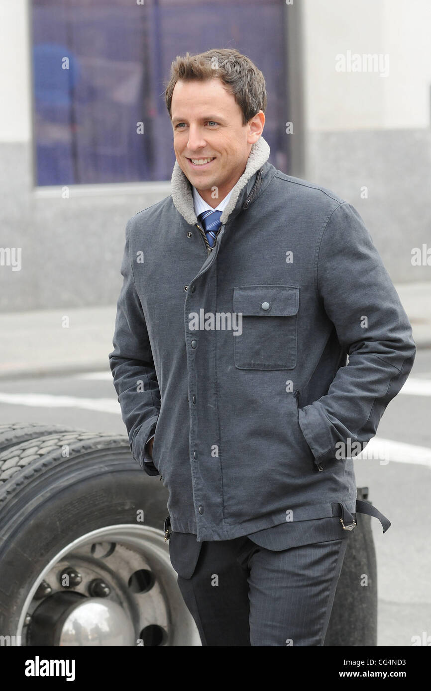 Seth Meyers on the set of "I Don't Know How She Does It" in Manhattan ...