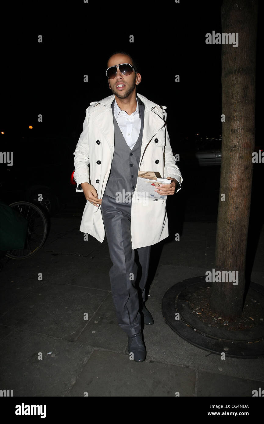 Rapper Aggro Santos leaving Gary Barlow's 40th birthday concert at the ...