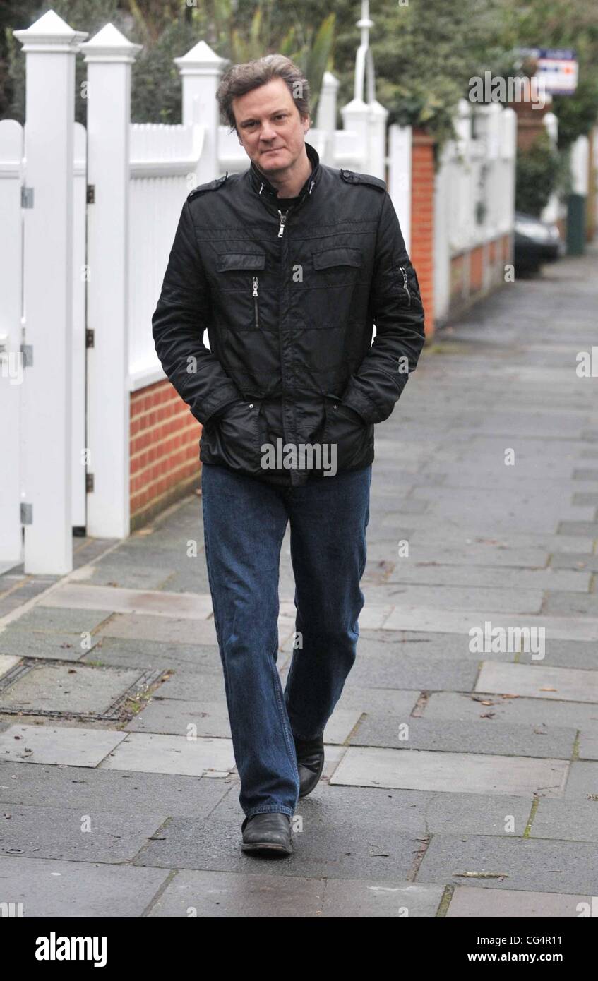 Colin Firth walking near his home London, England - 26.01.11 Stock ...