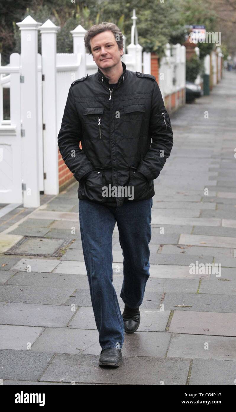 Colin Firth walking near his home London, England - 26.01.11 Stock ...