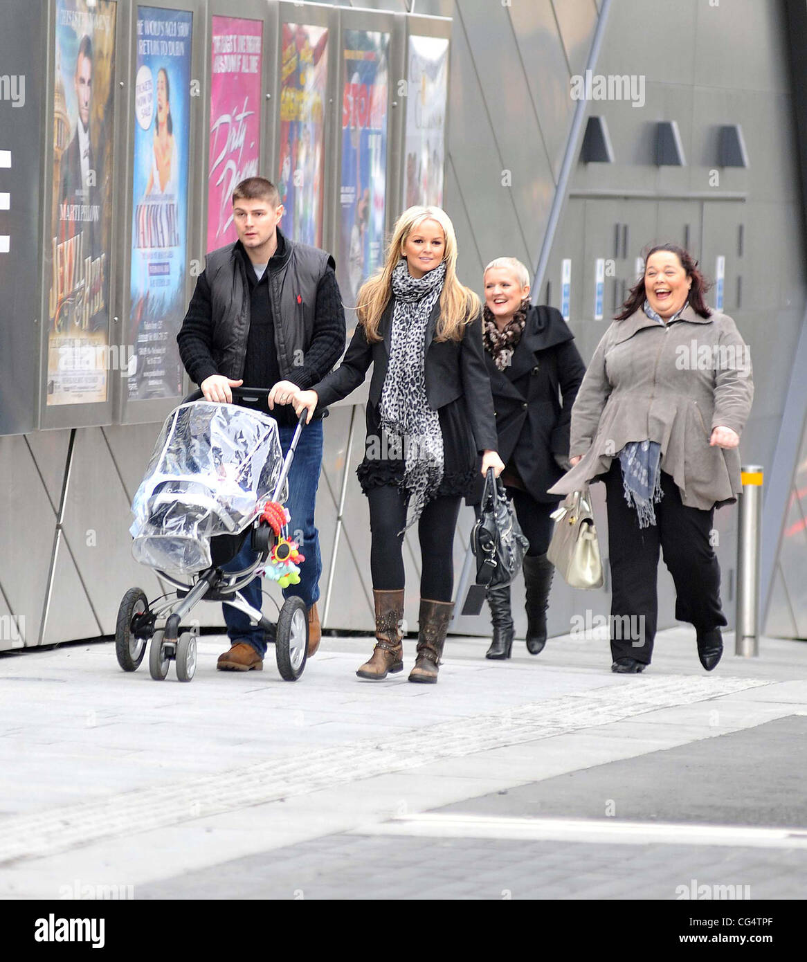 Jennifer Ellison, her husband Robbie and son Bobby leaving the Grand ...