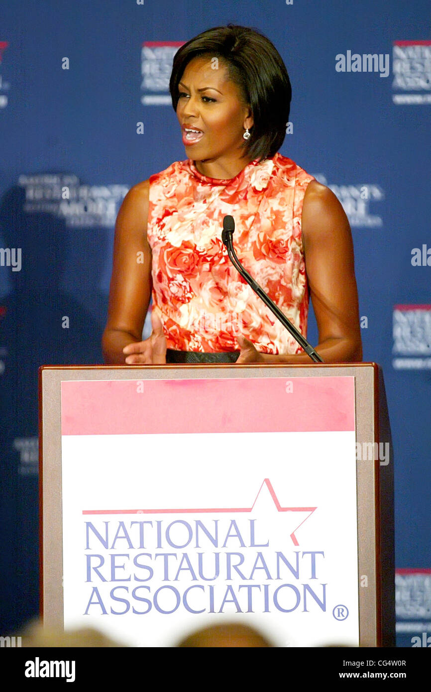 First Lady Michelle Obama delivers remarks at the National Restaurant ...