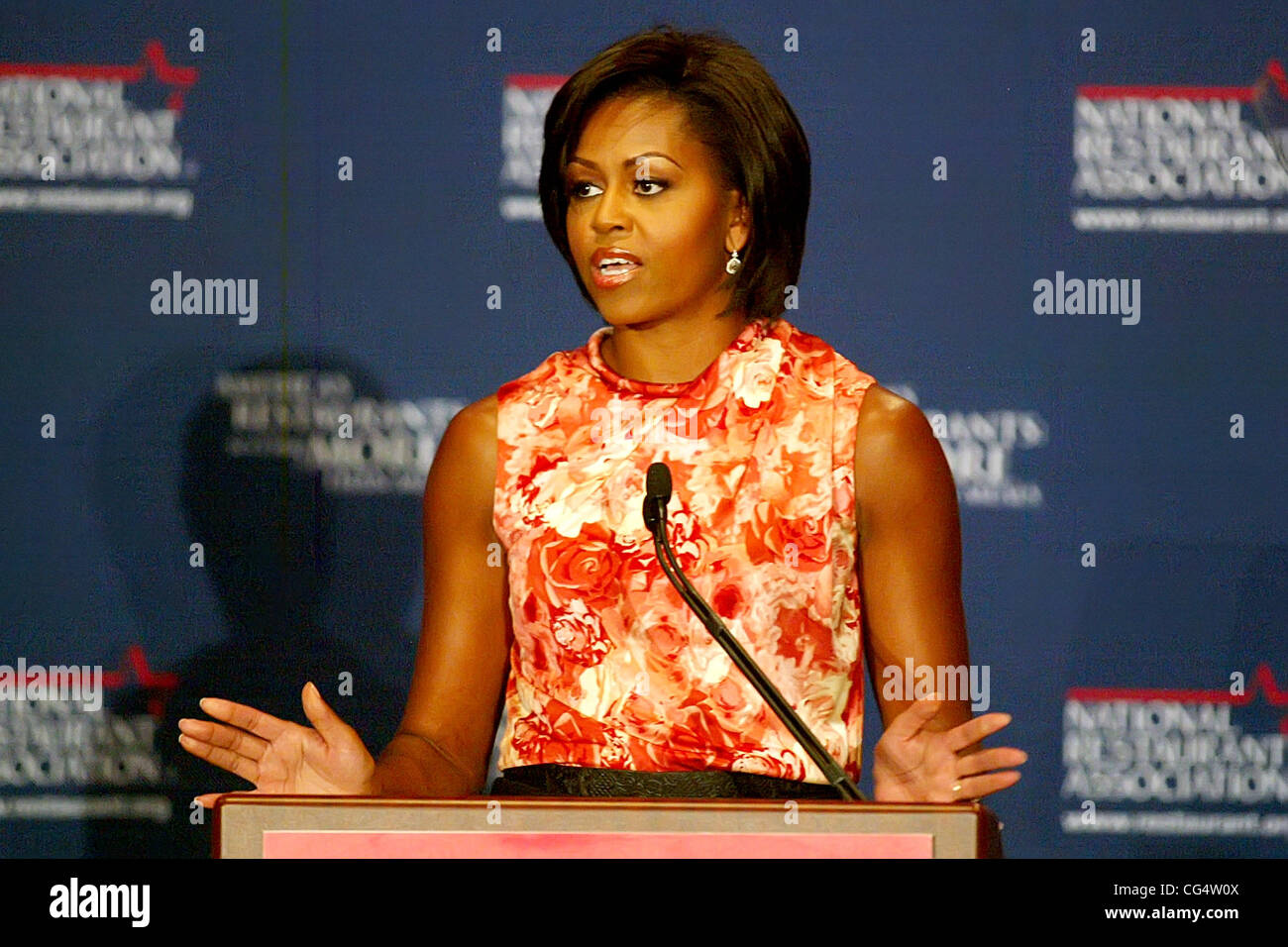 First Lady Michelle Obama delivers remarks at the National Restaurant ...