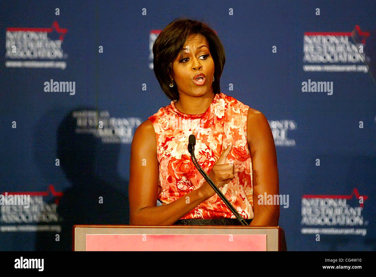 First Lady Michelle Obama delivers remarks at the National Restaurant ...