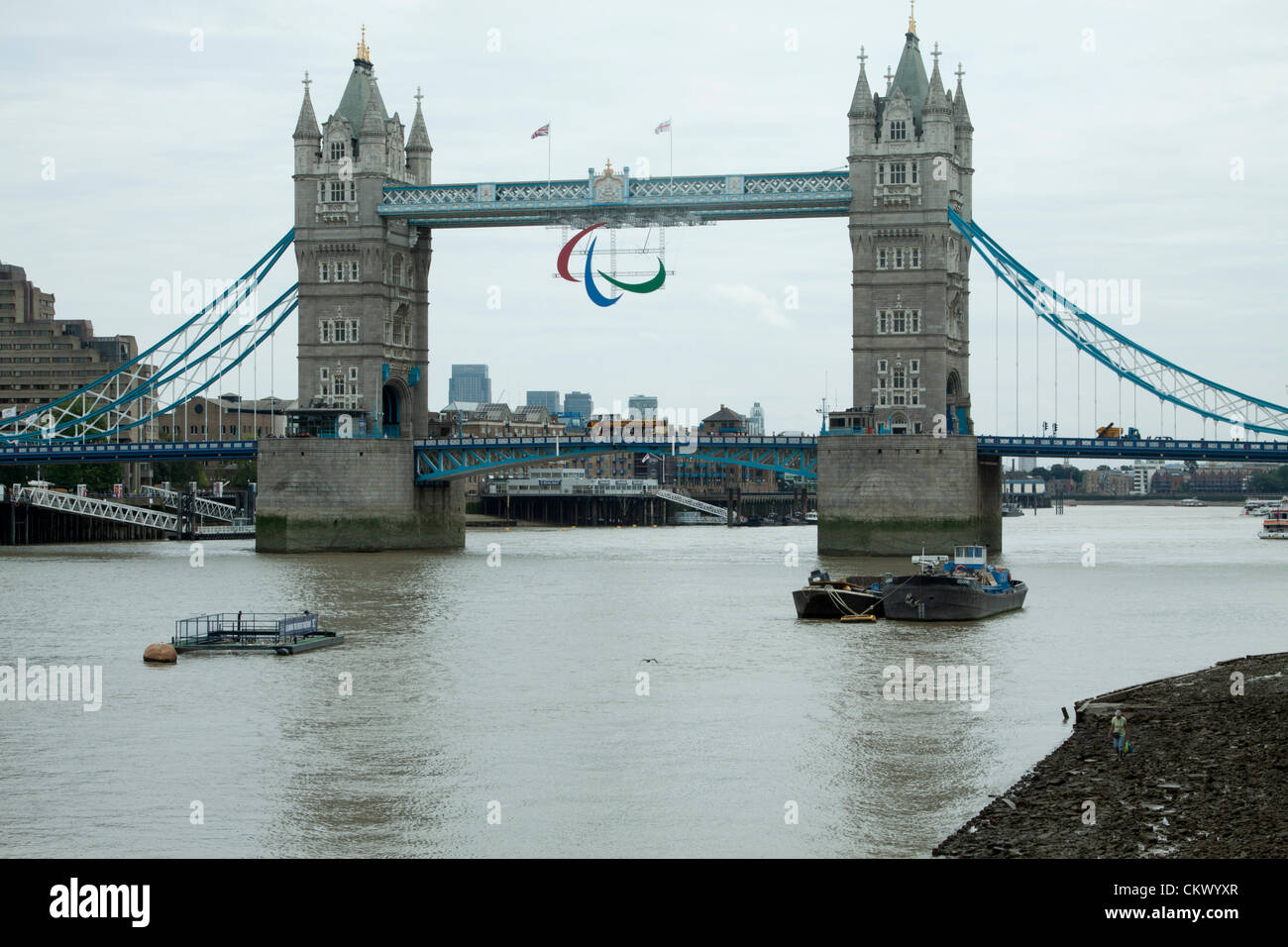 24th August 2012. London UK. The Agitos Symbol of the Paralympic games ...