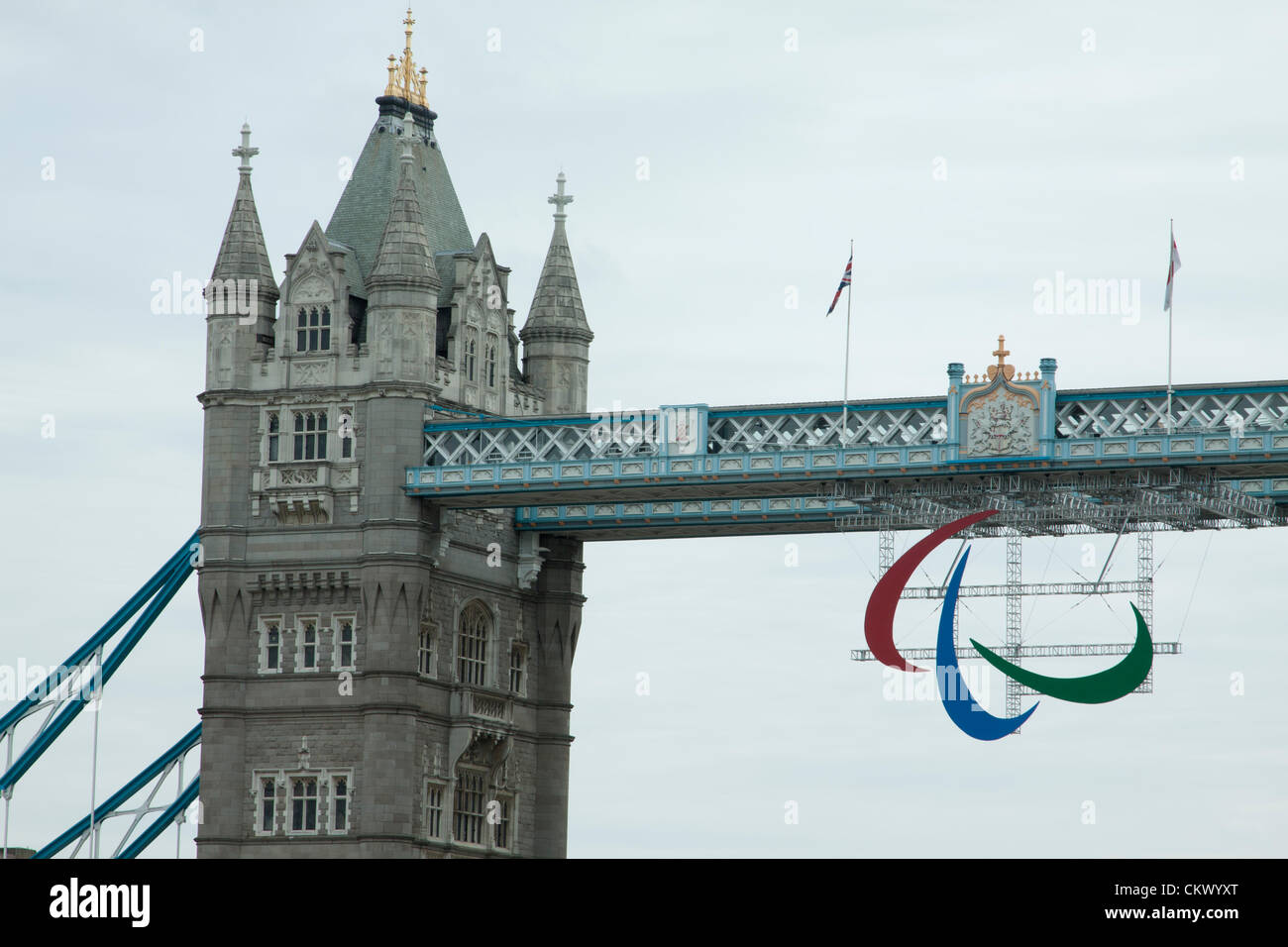 24th August 2012. London UK. The Agitos Symbol of the Paralympic games ...