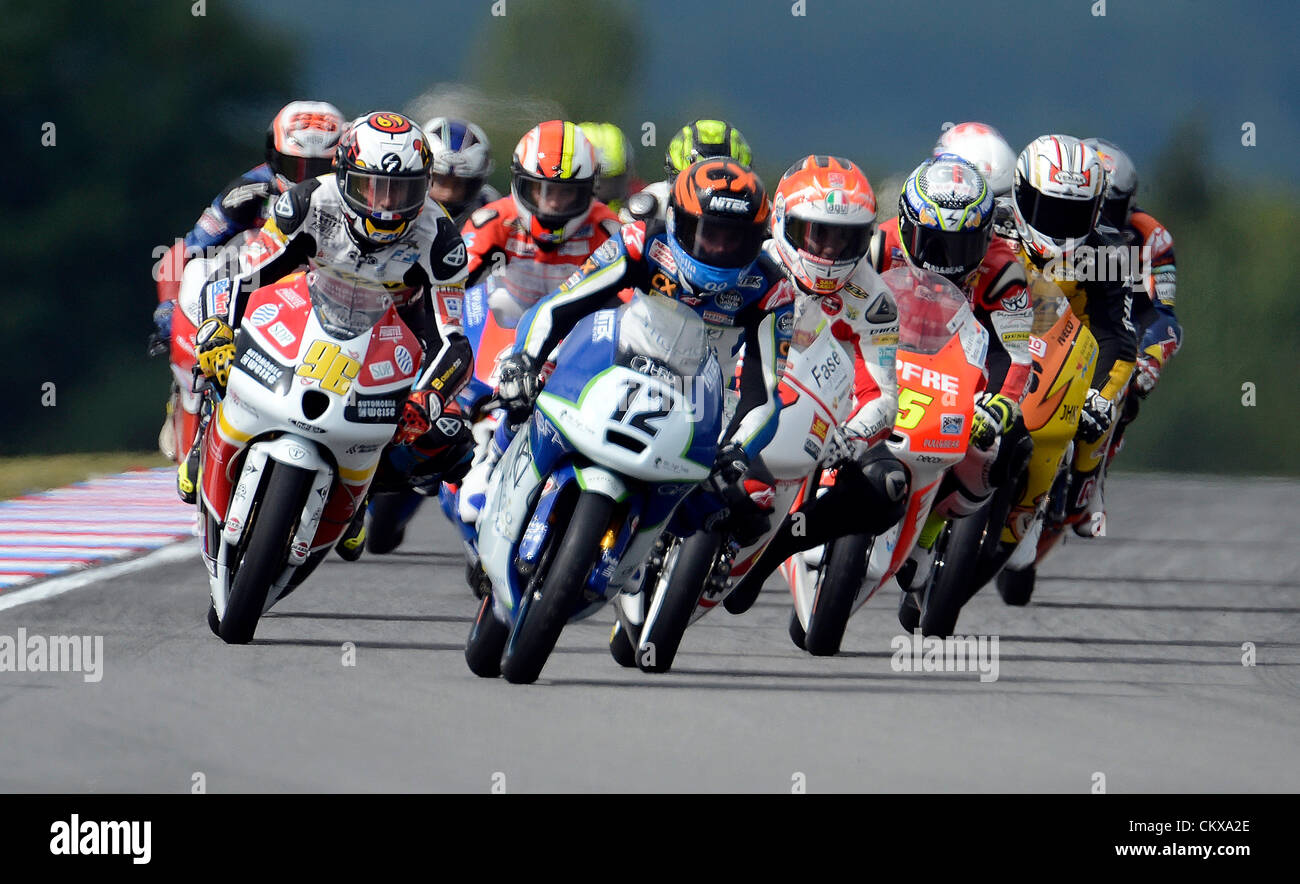 26th Aug 2012. Racers of Moto3 class during Grand Prix of Czech ...