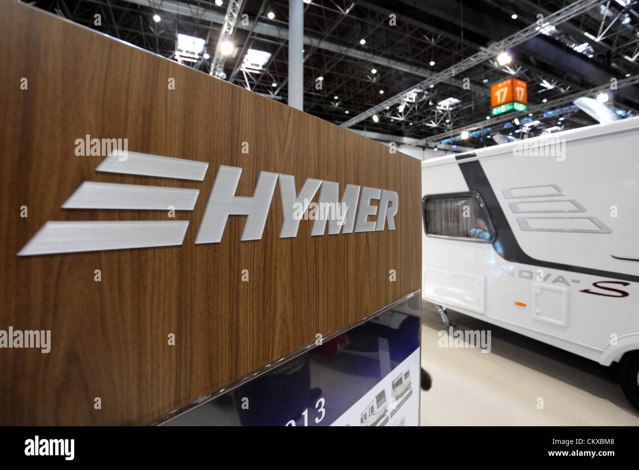 DUESSELDORF - AUGUST 27: Emblem of Hymer recreational vehicles at the ...