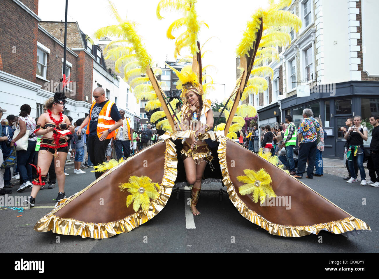 August 27th, 2012. London, UK. Notting Hill Carnival dancers perform in ...