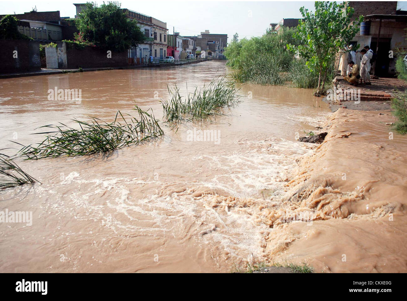 View of flood water during heavy downpour of Monsoon Season at Budni ...