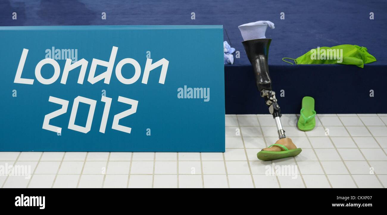 London, UK, 28th August 2012. A prosthesis is seen during a Swimming ...