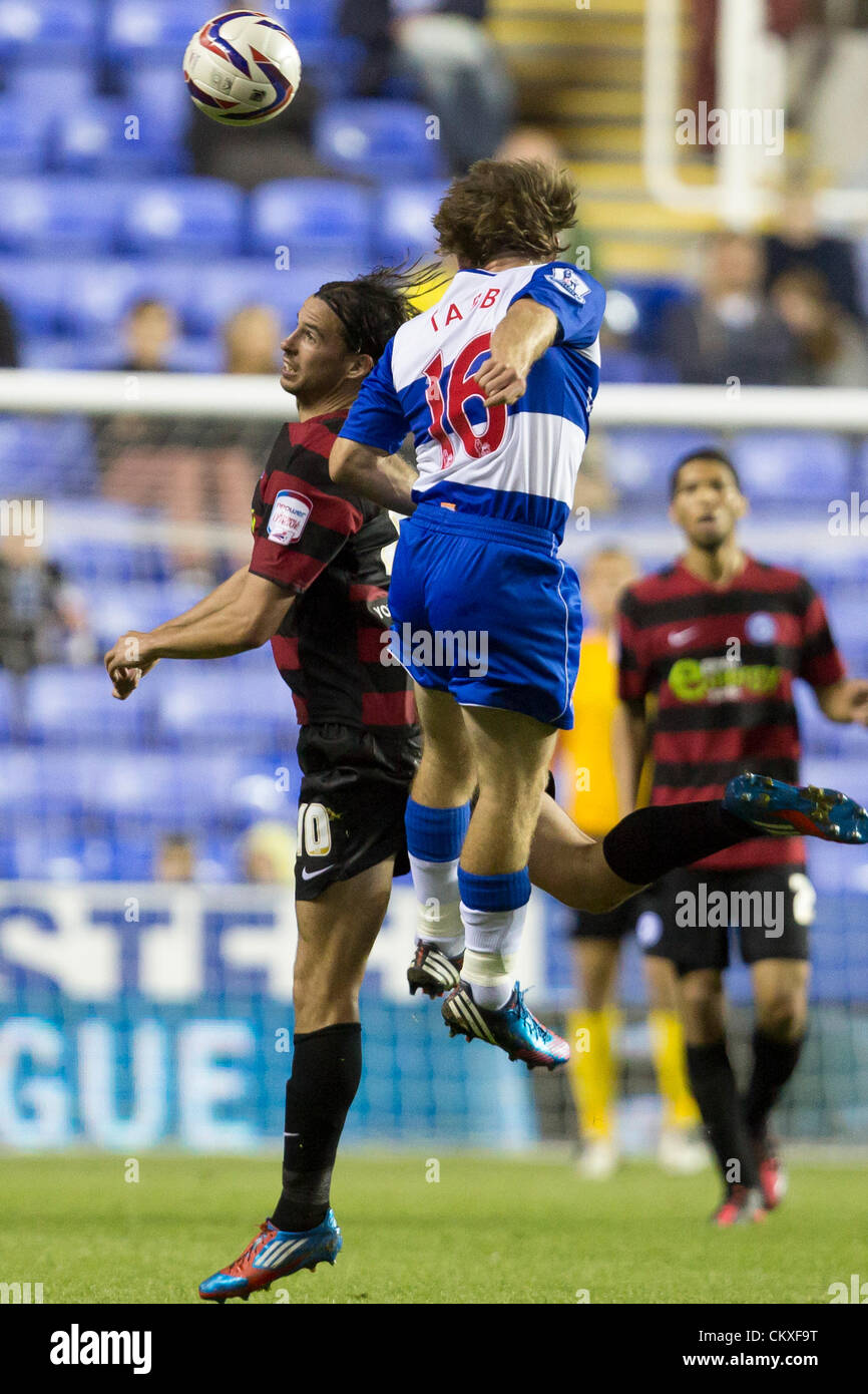 Reading, UK. 28th Aug 2012. Jay Tabb and George Boyd in action during ...