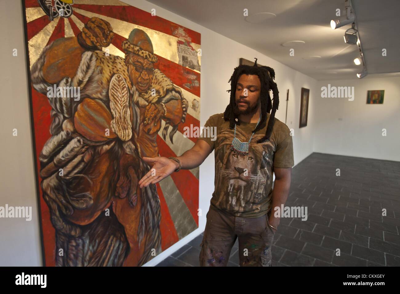 Cape Town, South Africa. 28th Aug 2012. Artist Ayanda Mabulu with his ...