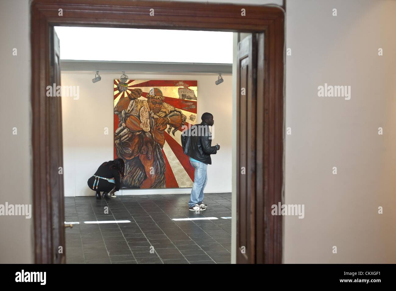 Cape Town, South Africa. 28th Aug 2012. Visitors at the AVA Gallery ...
