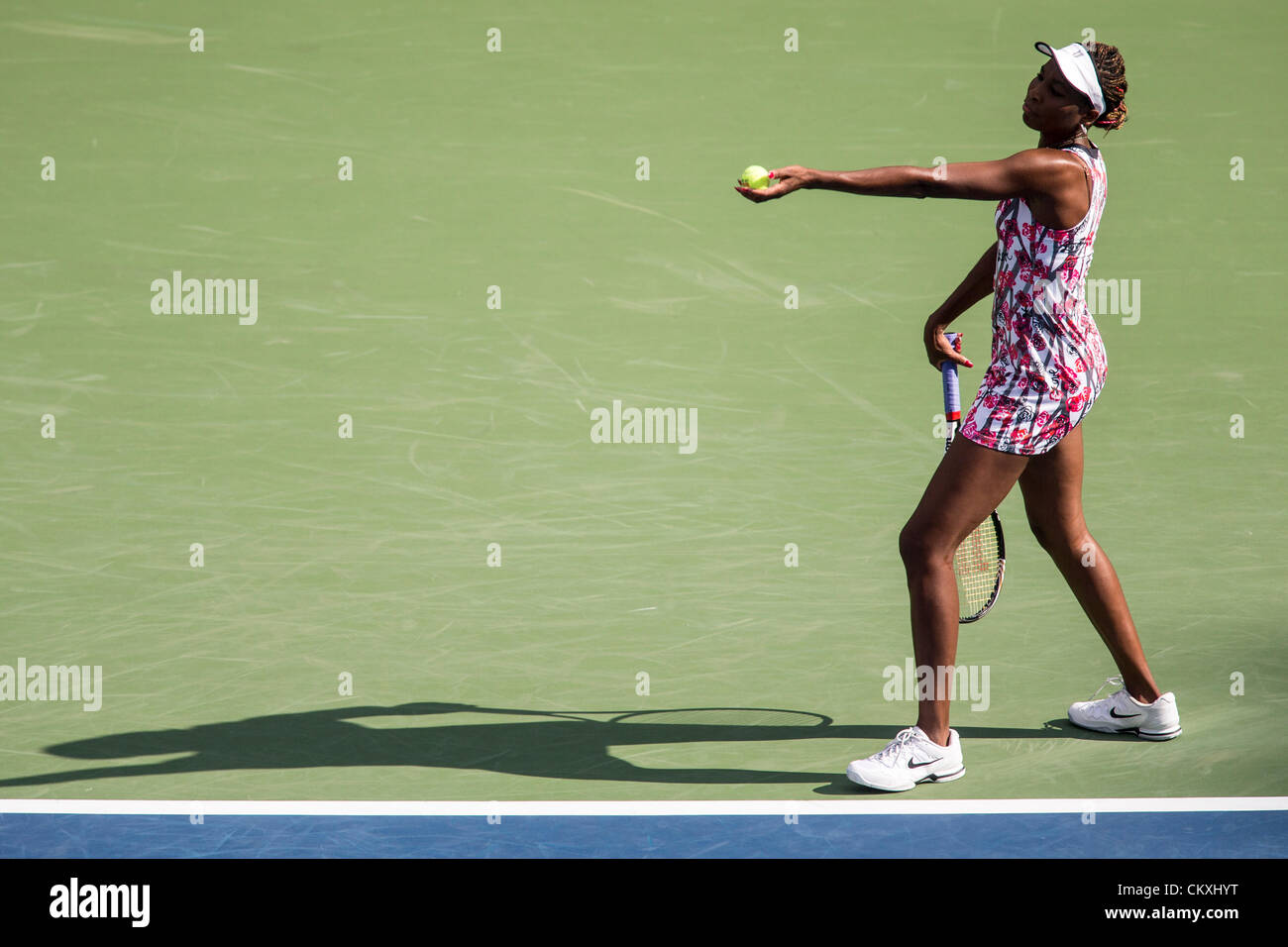 Venus Williams (USA) during her first round match at the 2012 US Open ...