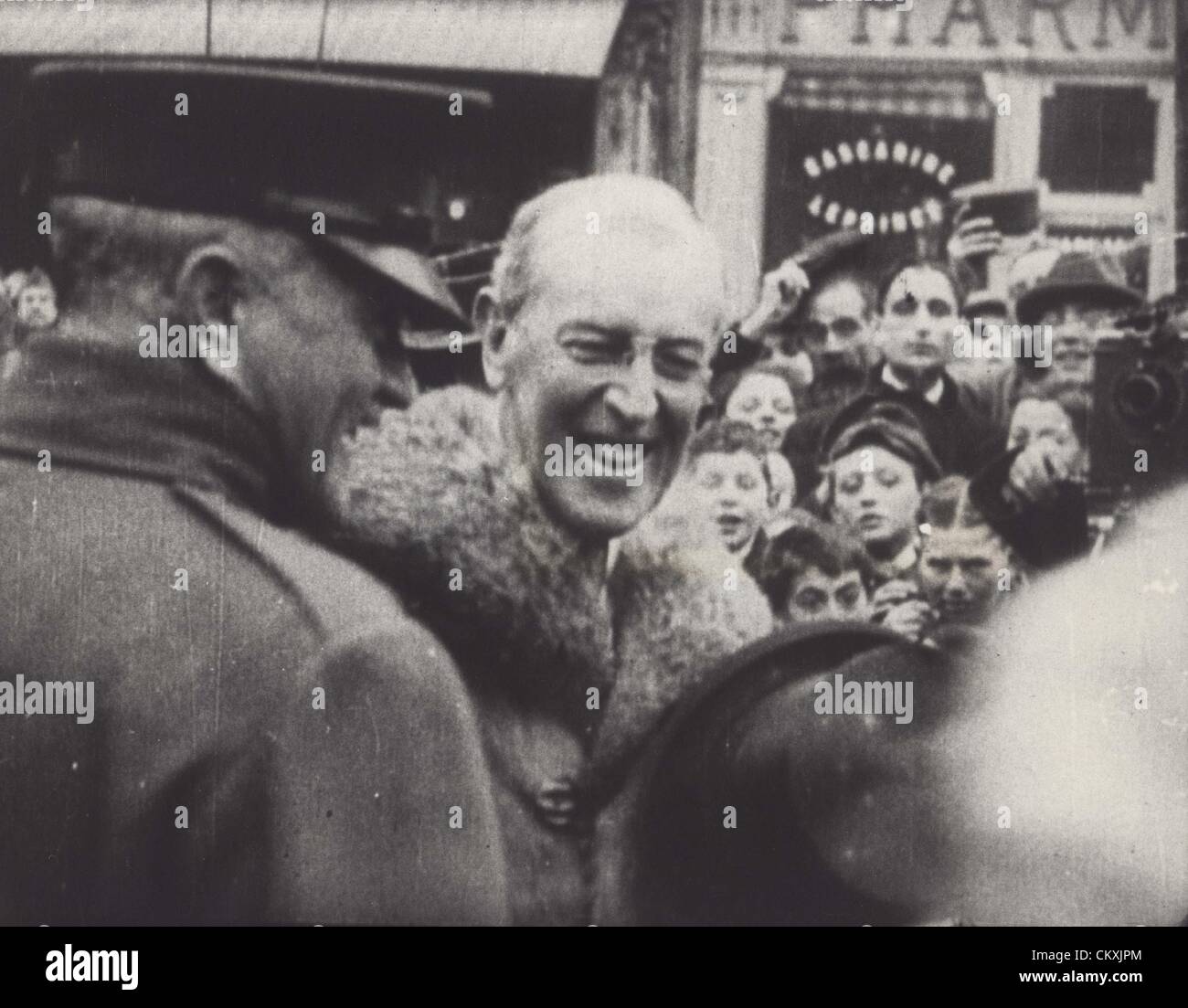 WINSTON CHURCHILL in Paris.He is received with religious fervor as he ...