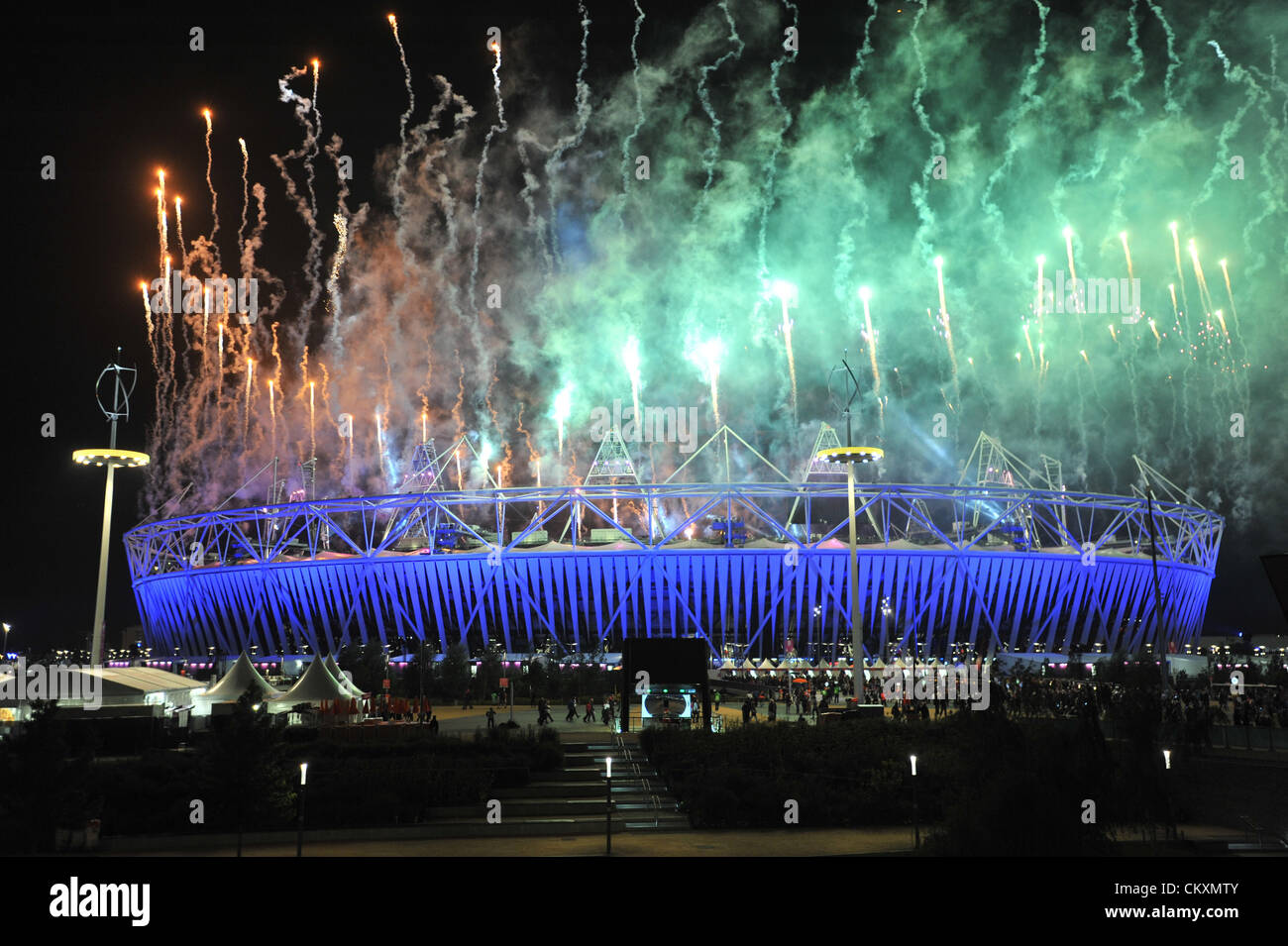 London, UK. 30th Aug 2012. Fireworks at the Olympic Stadium at the ...