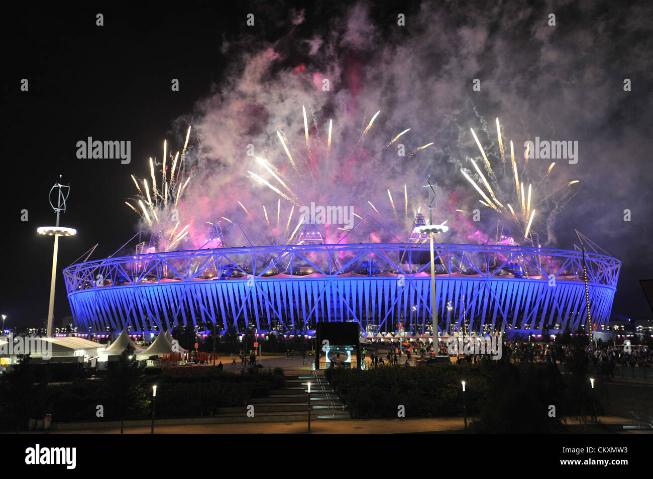 London, UK. 30th Aug 2012. Fireworks at the Olympic Stadium at the ...