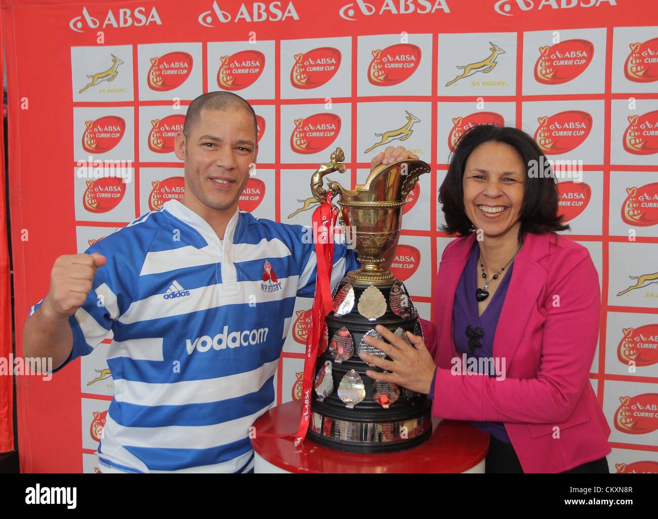 Cape Town, South Africa. 30th Aug 2012. A Currie Cup supporter posing ...
