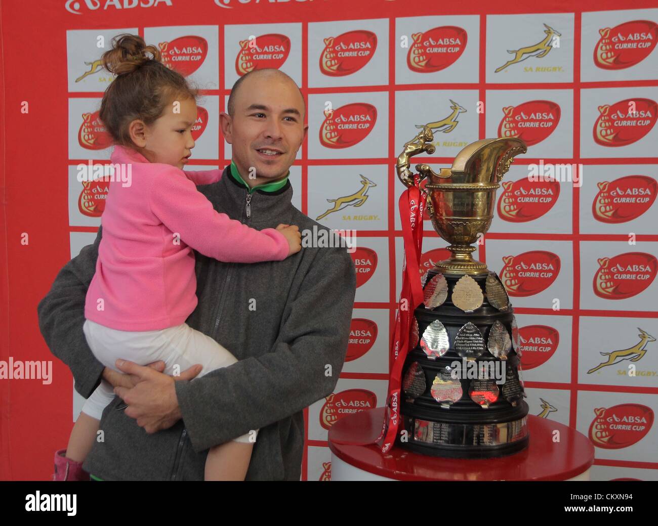 Cape Town, South Africa. 30th Aug 2012. A Currie Cup supporter posing ...
