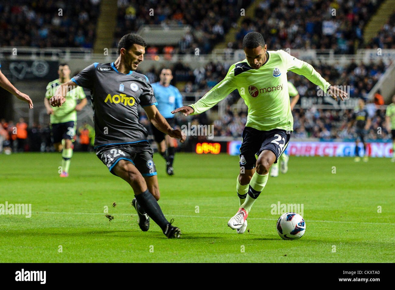 Newcastle, England. 30th Aug 2012. Newcastle's Sylvain Mareaux and ...