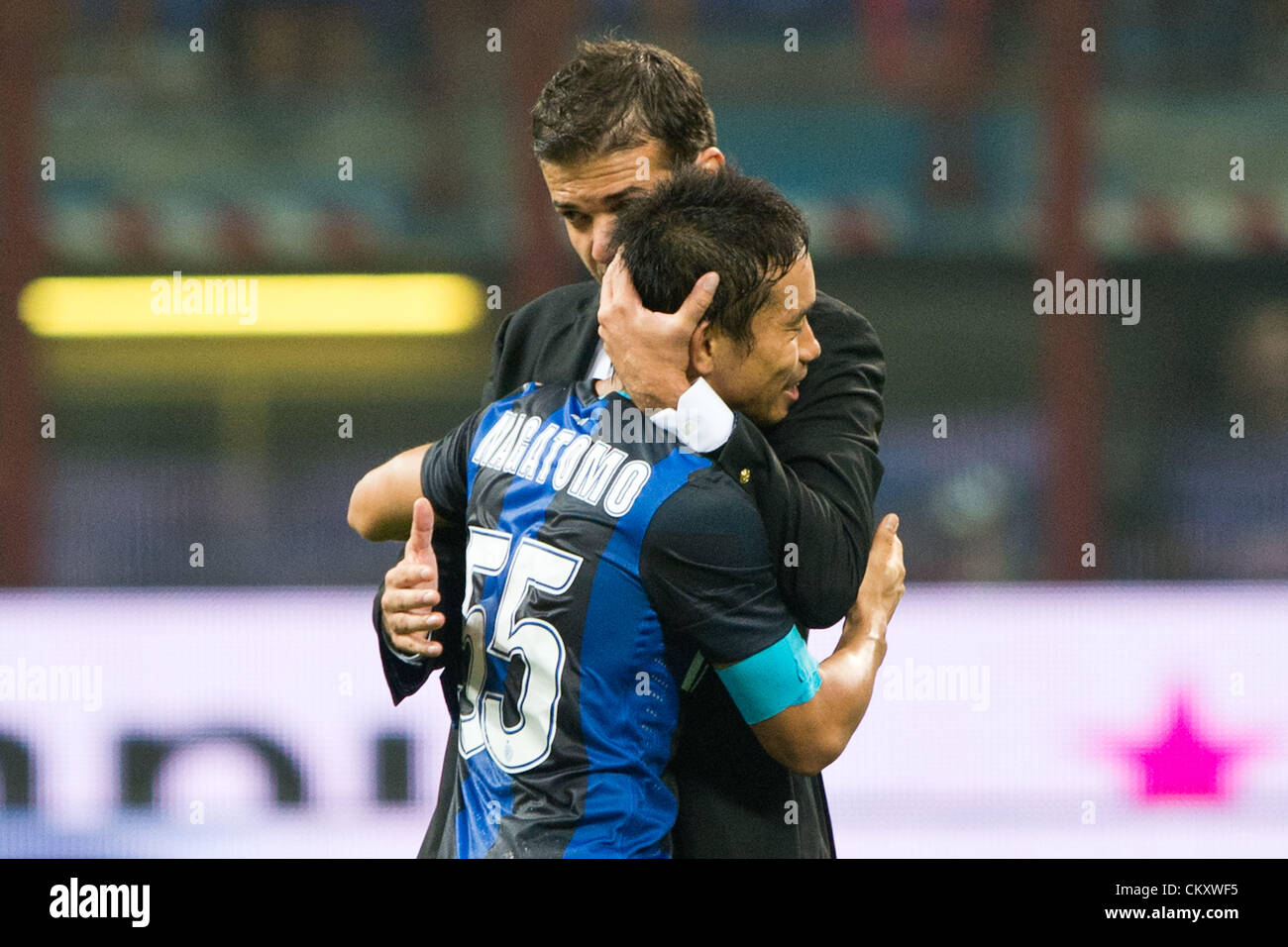 Milan, Italy. 30th Aug 2012. (L-R) Andrea Stramaccioni, Yuto Nagatomo ...