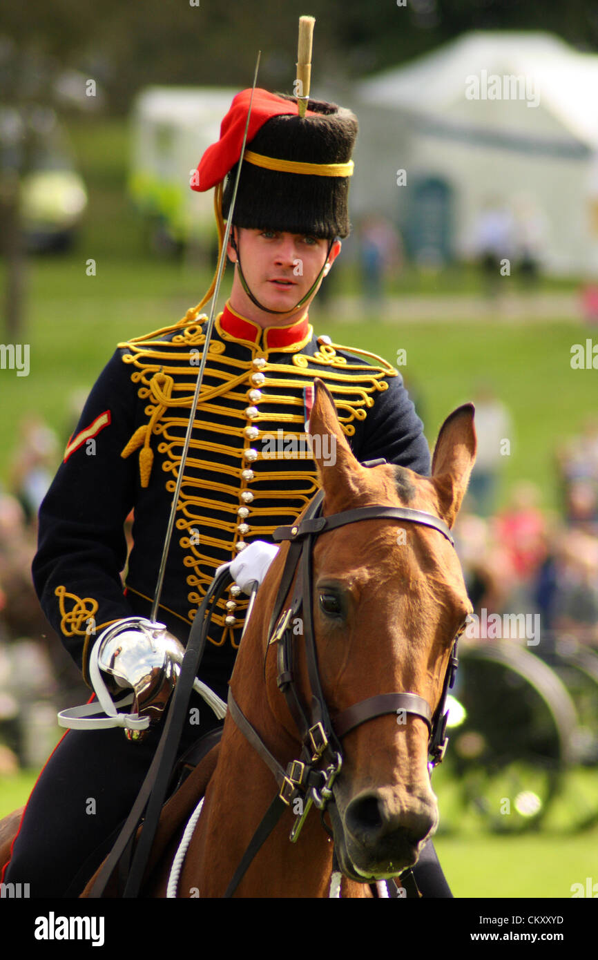 Derbyshire, UK, 31st August 2012. Members of the King’s Troop ...