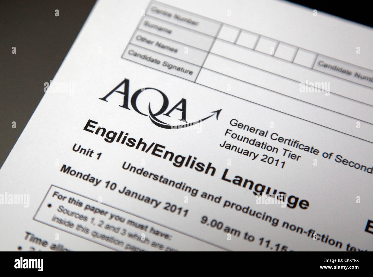 Gcse Exam Paper High Resolution Stock Photography and Images - Alamy