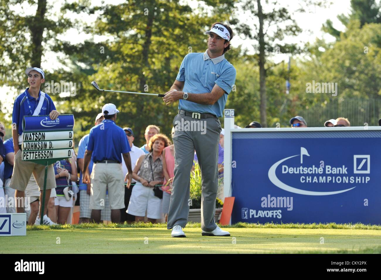 31.08.2012. Norton, Boston, USA. Bubba Watson hits a nice opening drive ...
