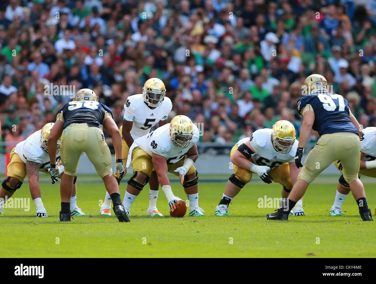 01.09.2012 Dublin, Ireland. Notre Dame Fighting Irish quarterback Everett Golson #5 prepares for ...