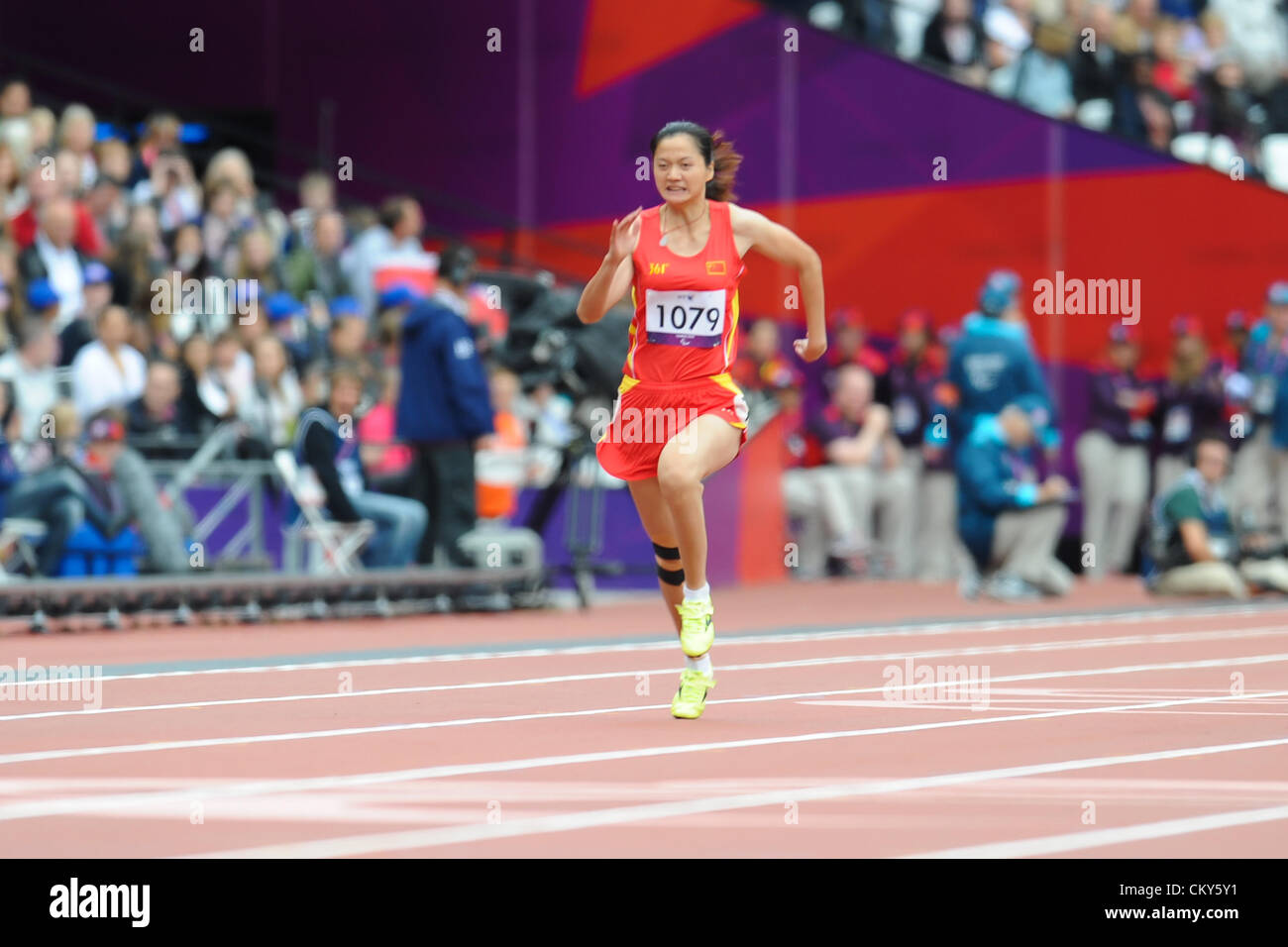 01.09.2012. London, England. Women's 100m Heat T12. Miaomiao Liu (CHN ...