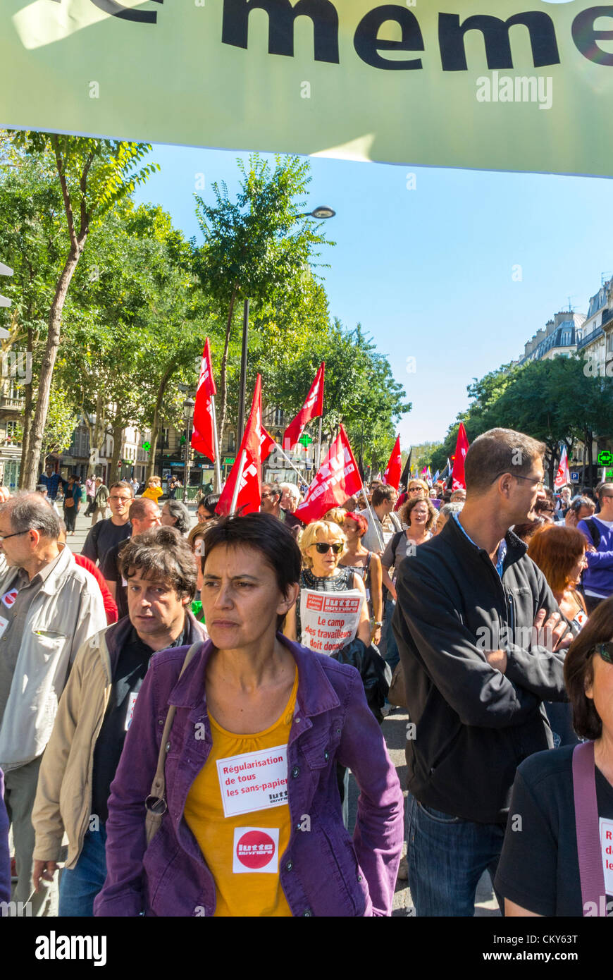 Paris, France, Crowd Marching on Street, Public Demonstration for ...
