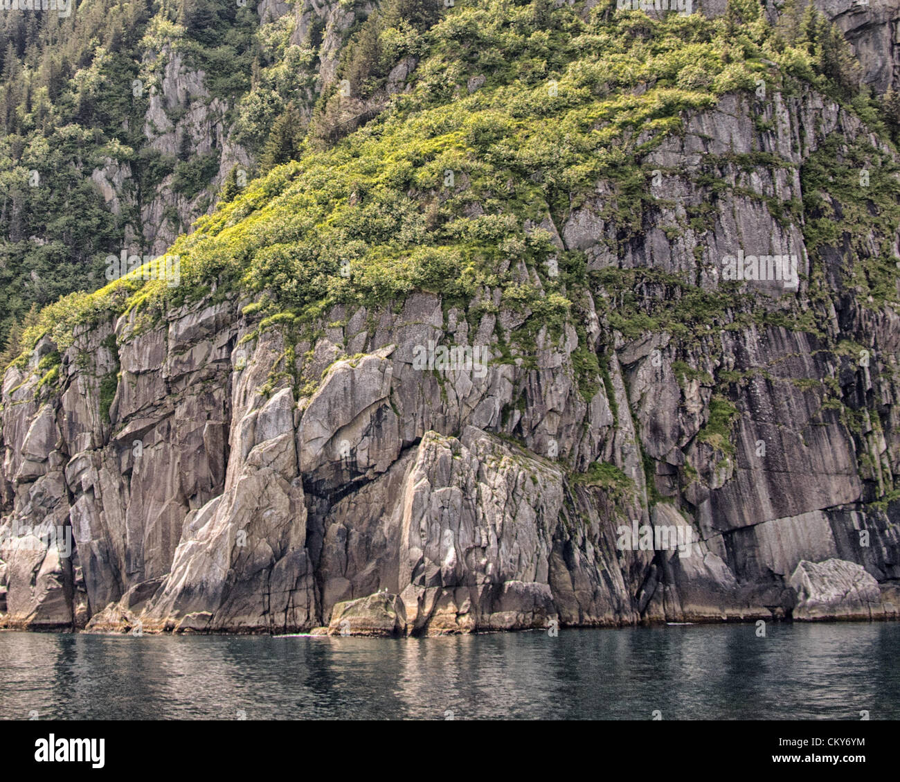 July 1, 2012 - Alaska, US - The granitic cliffs of Resurrection Bay in ...