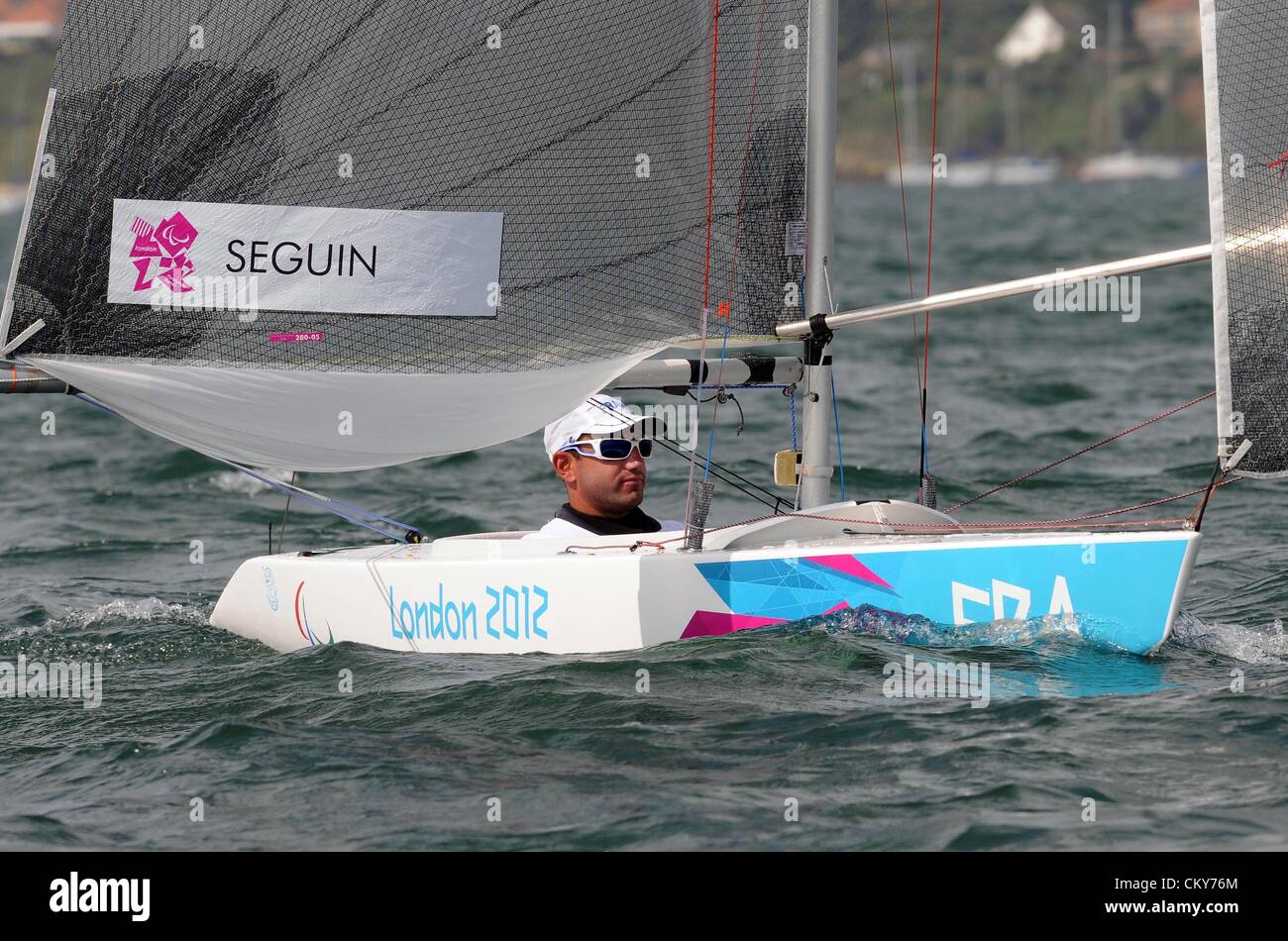London 2012 Paralympics: Sailing 2.4 metre class Damien Seguin of ...